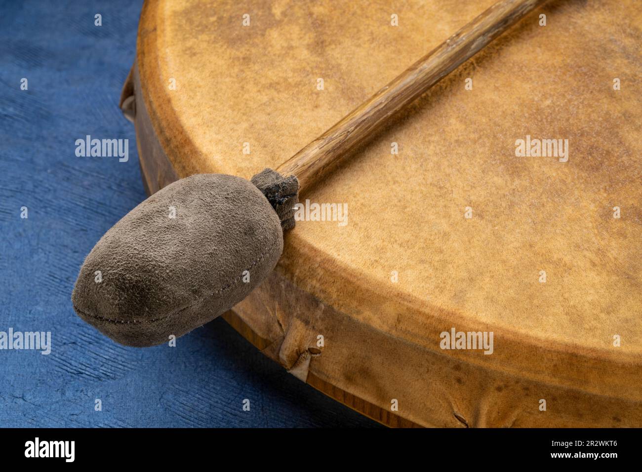handmade, native American style, shaman frame drum with a beater Stock ...