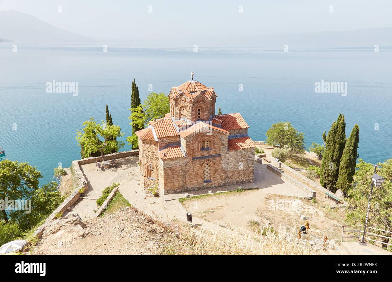 The scenic St. John of Kaneo church which sits alongside Lake Ohrid in ...