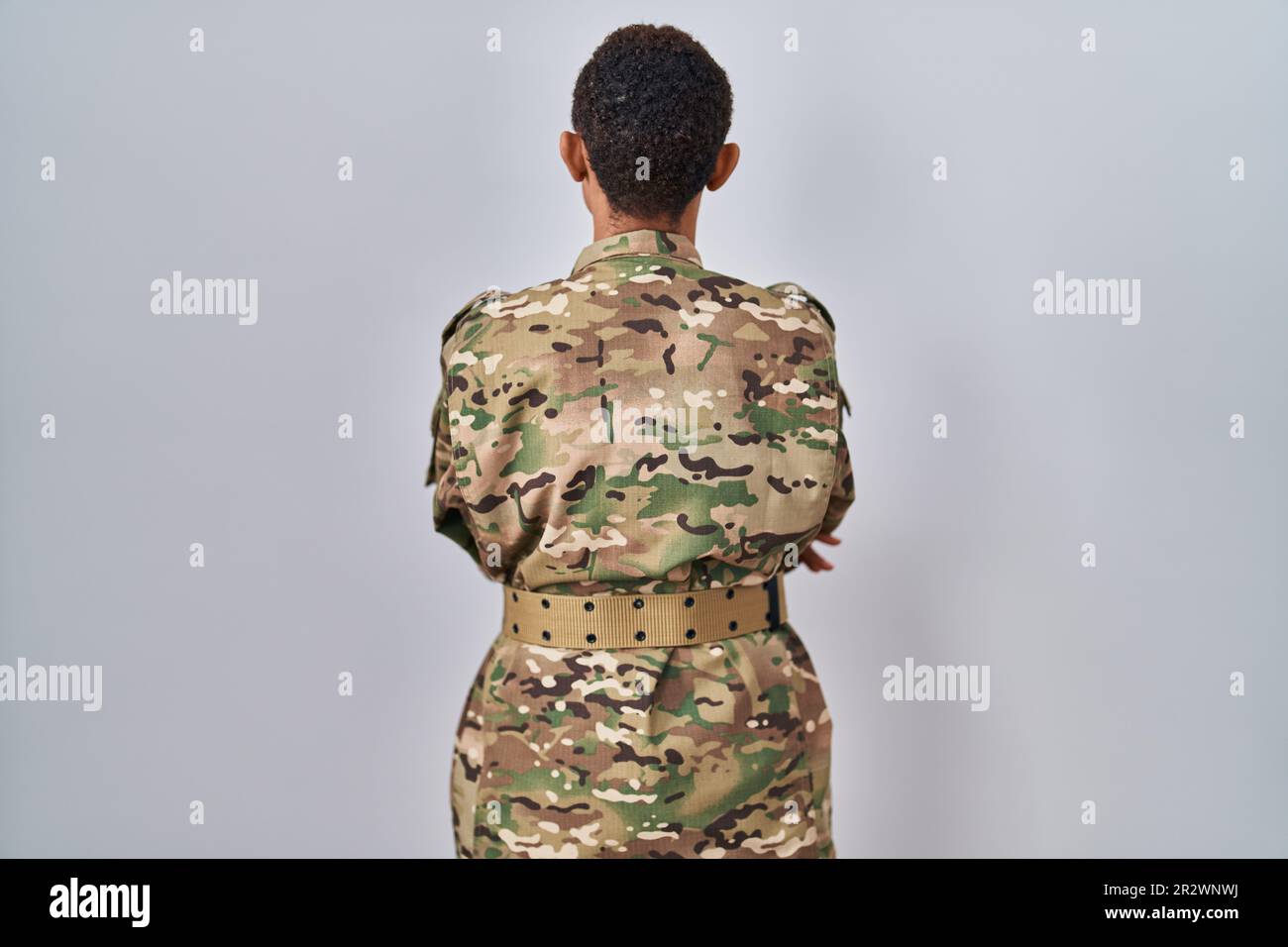 Beautiful african american woman wearing camouflage army uniform ...