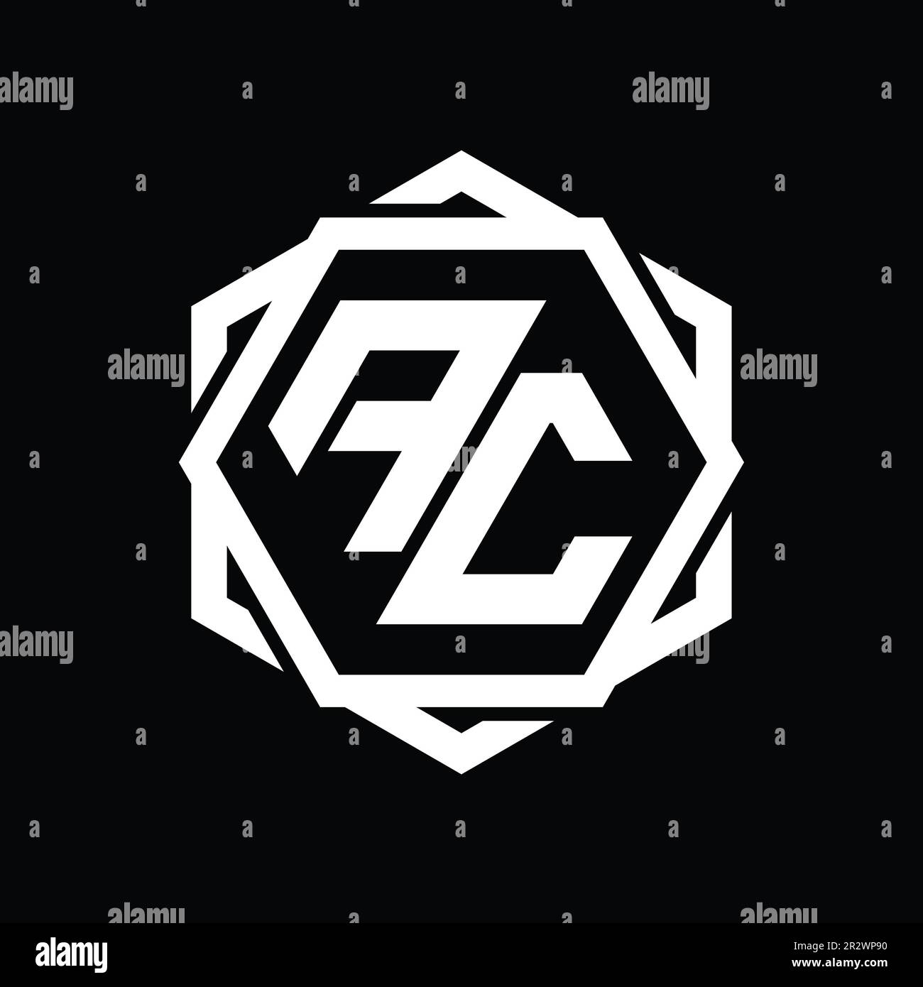 AC Logo monogram hexagon shape with geometric abstract isolated outline ...
