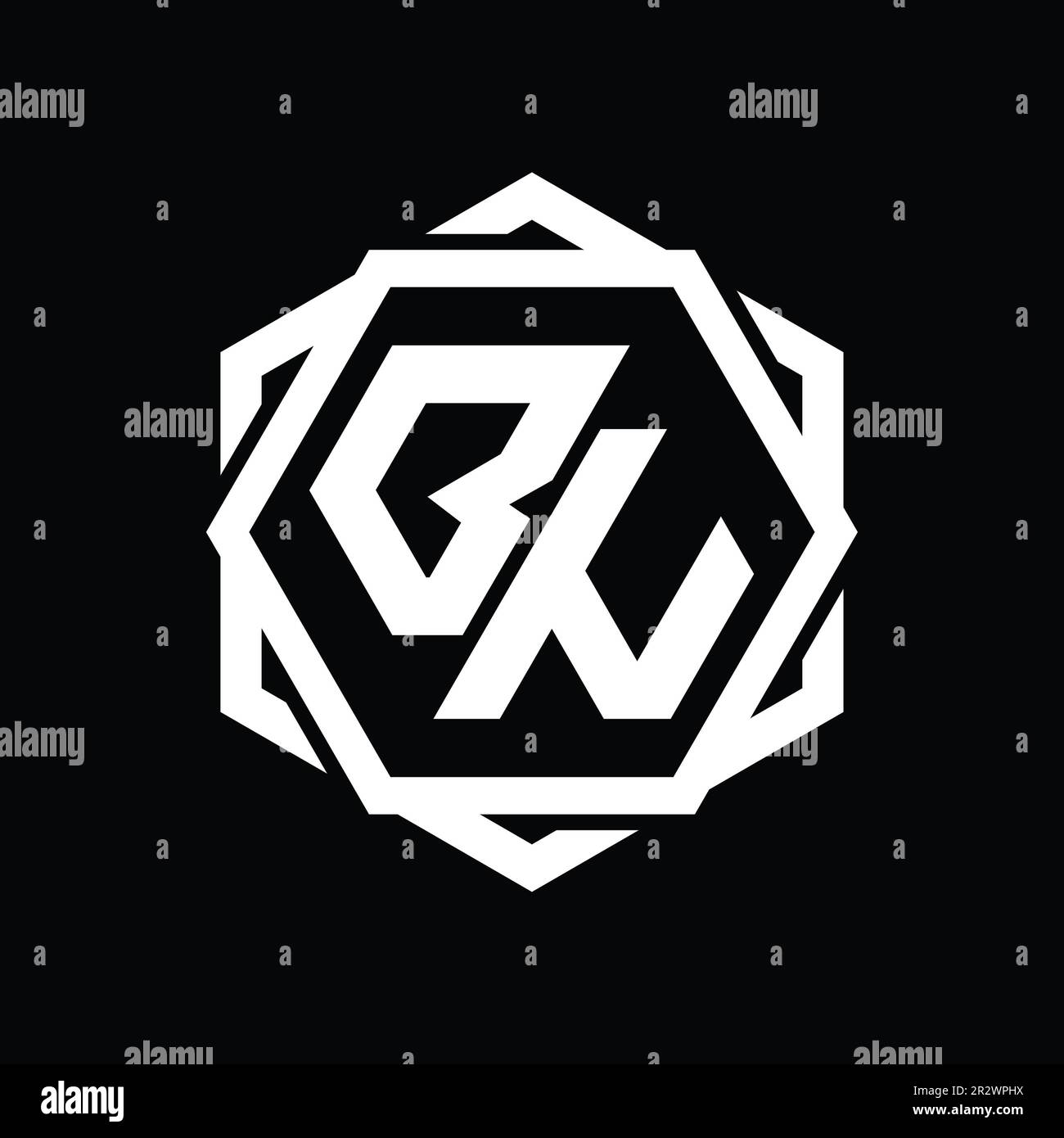 BN Logo monogram hexagon shape with geometric abstract isolated outline ...