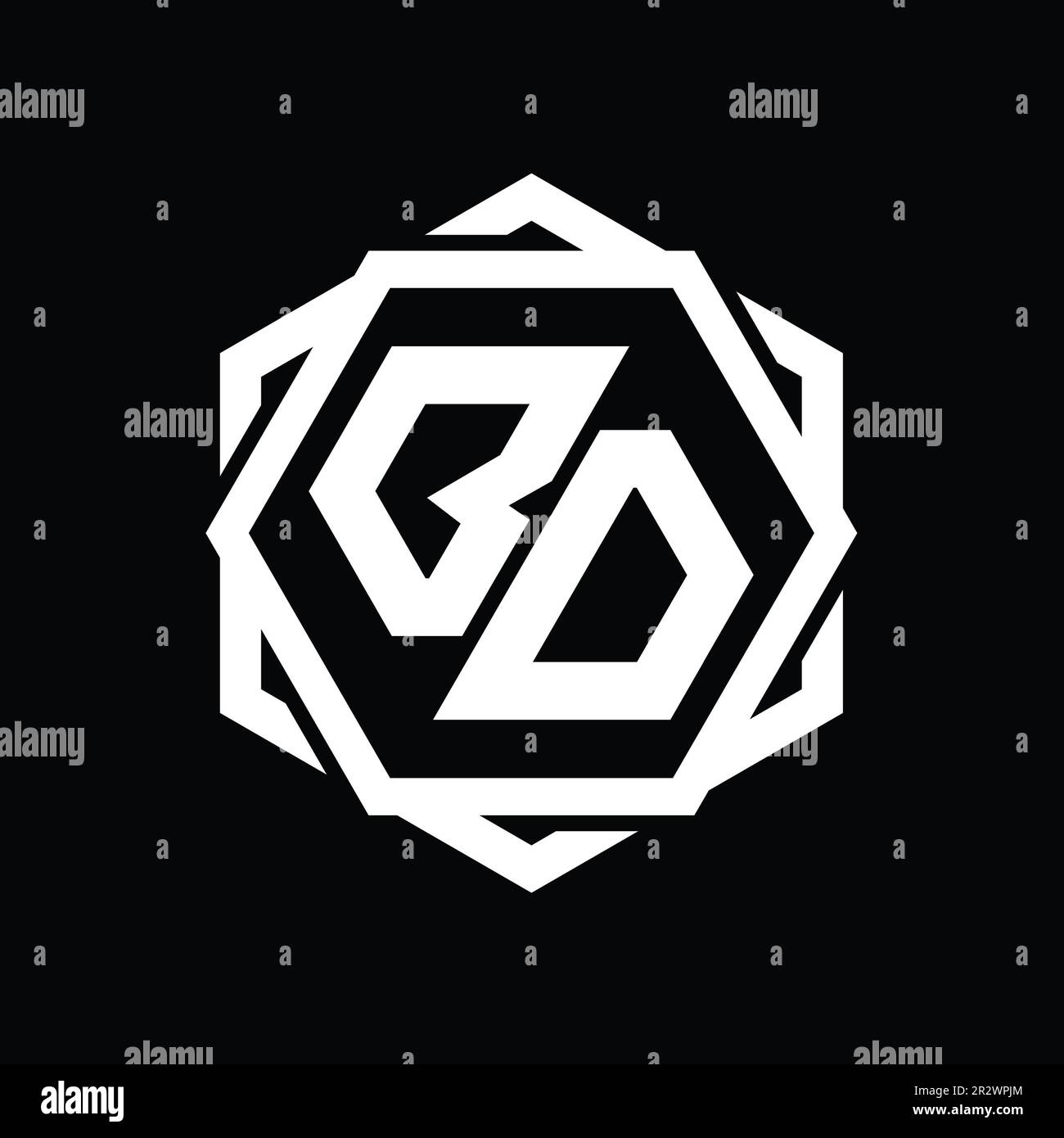 BD Logo monogram hexagon shape with geometric abstract isolated outline ...