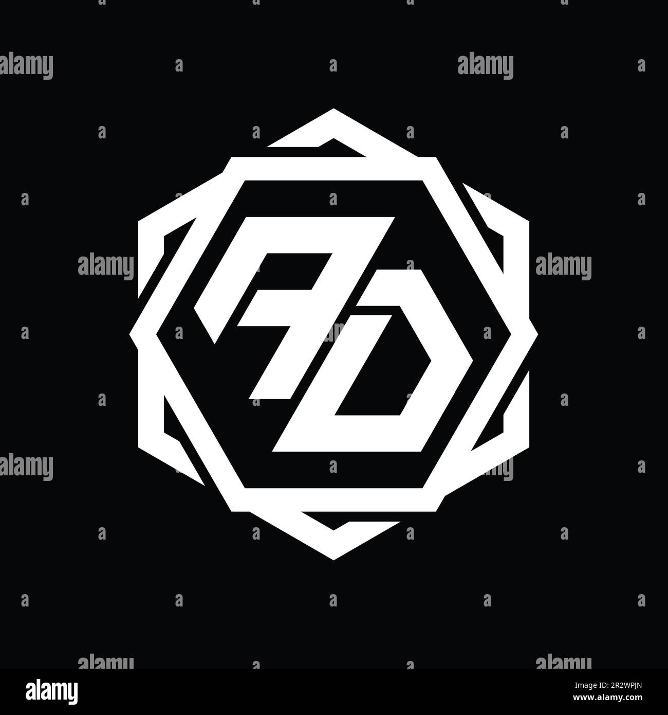 AO Logo monogram hexagon shape with geometric abstract isolated outline design template Stock ...