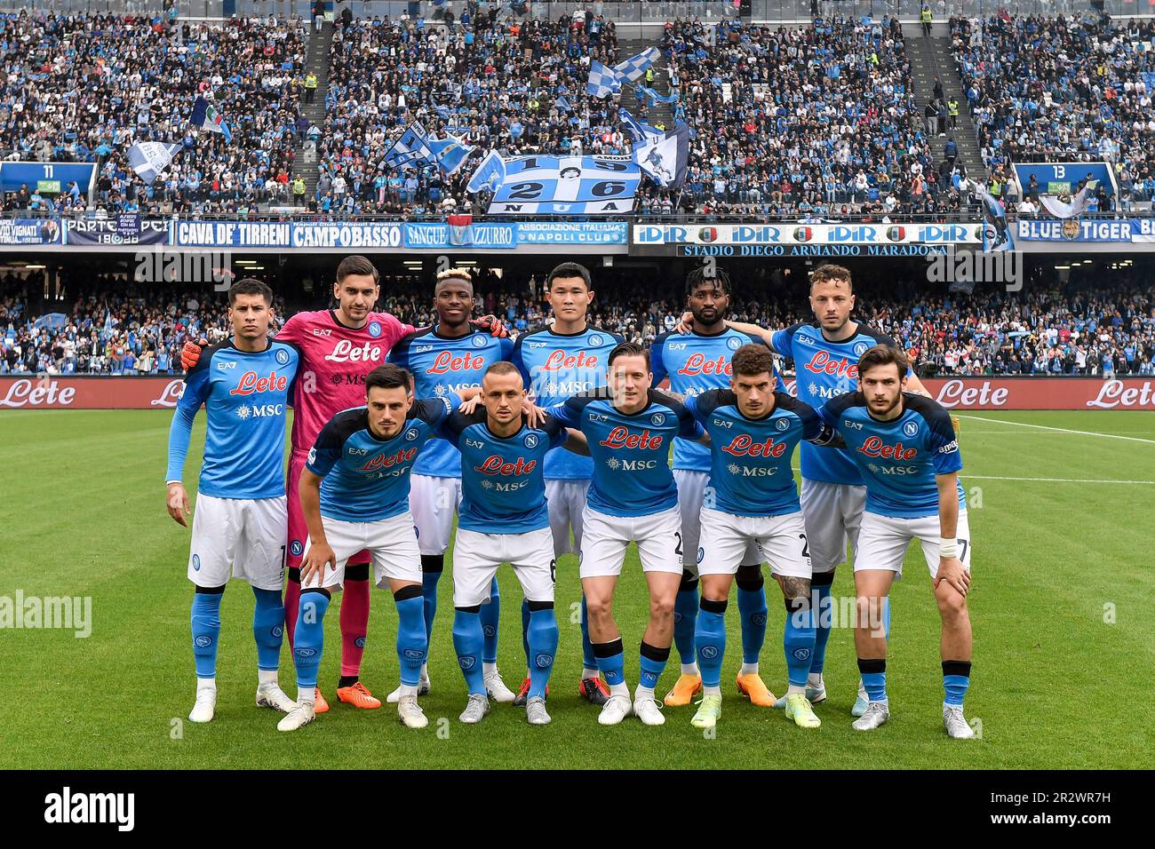 Naples, Italy. 21st May, 2023. Napoli players pose for a team photo ...