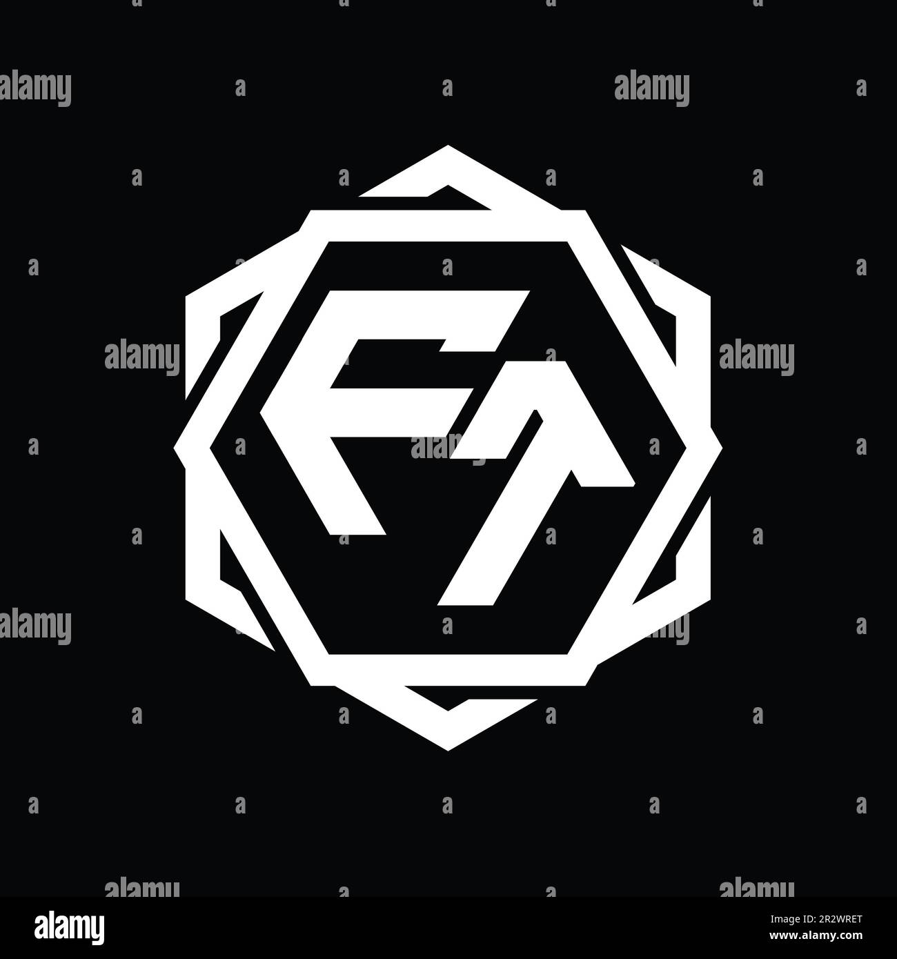 FT Logo monogram hexagon shape with geometric abstract isolated outline design template Stock ...