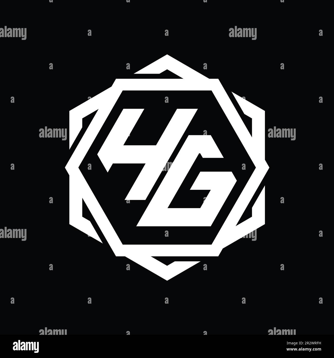 HG Logo monogram hexagon shape with geometric abstract isolated outline ...