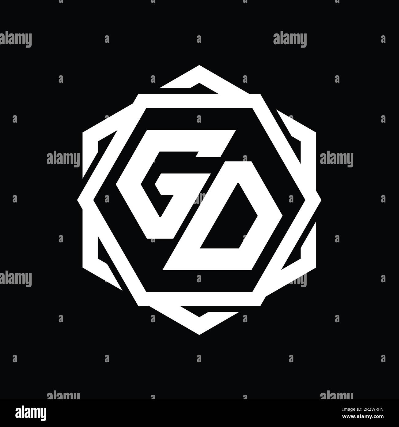 GD Logo monogram hexagon shape with geometric abstract isolated outline ...