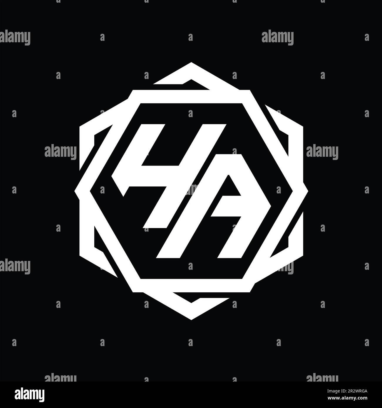 HA Logo monogram hexagon shape with geometric abstract isolated outline ...