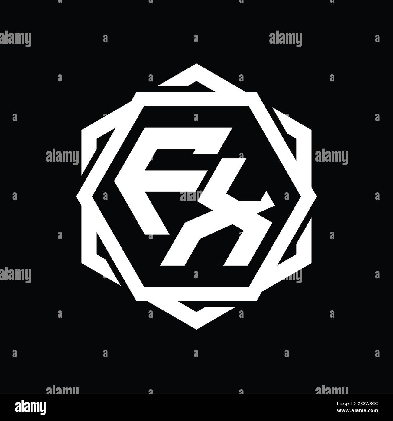 FX Logo monogram hexagon shape with geometric abstract isolated outline design template Stock ...