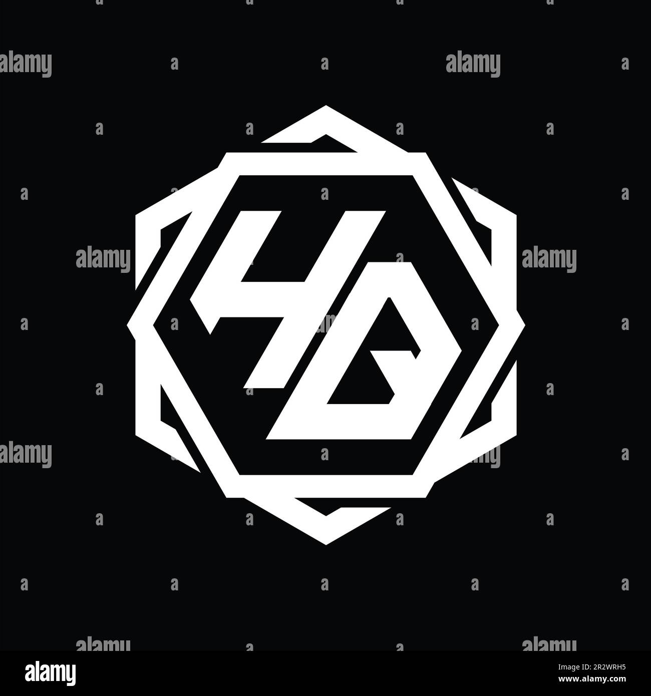 HQ Logo monogram hexagon shape with geometric abstract isolated outline ...