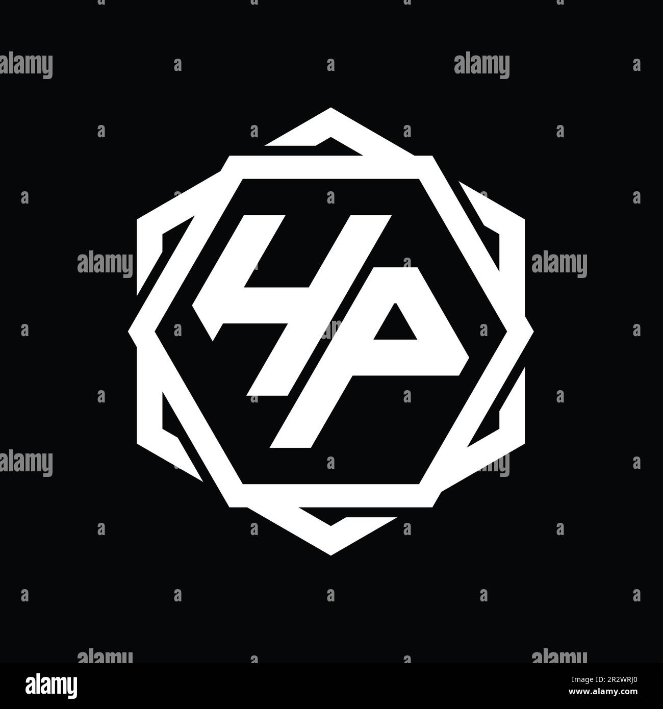 HP Logo monogram hexagon shape with geometric abstract isolated outline ...