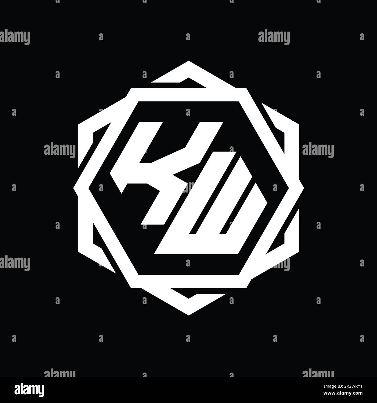 KW Logo monogram hexagon shape with geometric abstract isolated outline ...