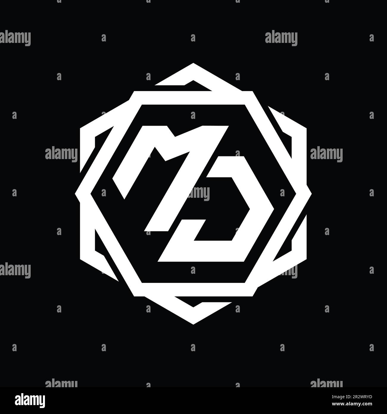MJ Logo monogram hexagon shape with geometric abstract isolated outline ...