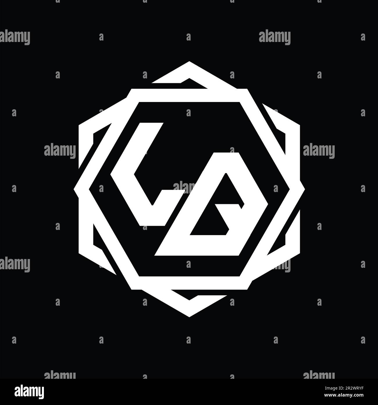 LQ Logo monogram hexagon shape with geometric abstract isolated outline design template Stock ...
