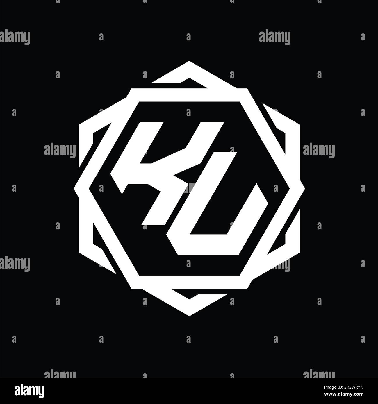 KV Logo monogram hexagon shape with geometric abstract isolated outline design template Stock ...