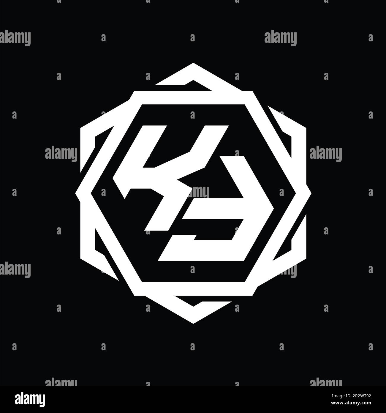KF Logo monogram hexagon shape with geometric abstract isolated outline design template Stock ...