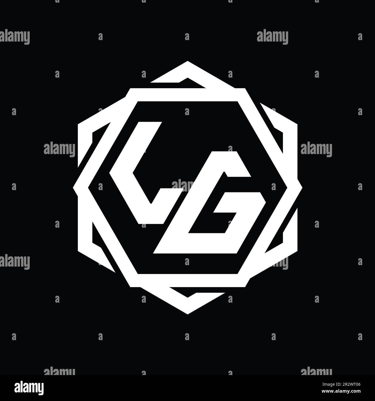 LG Logo monogram hexagon shape with geometric abstract isolated outline design template Stock ...