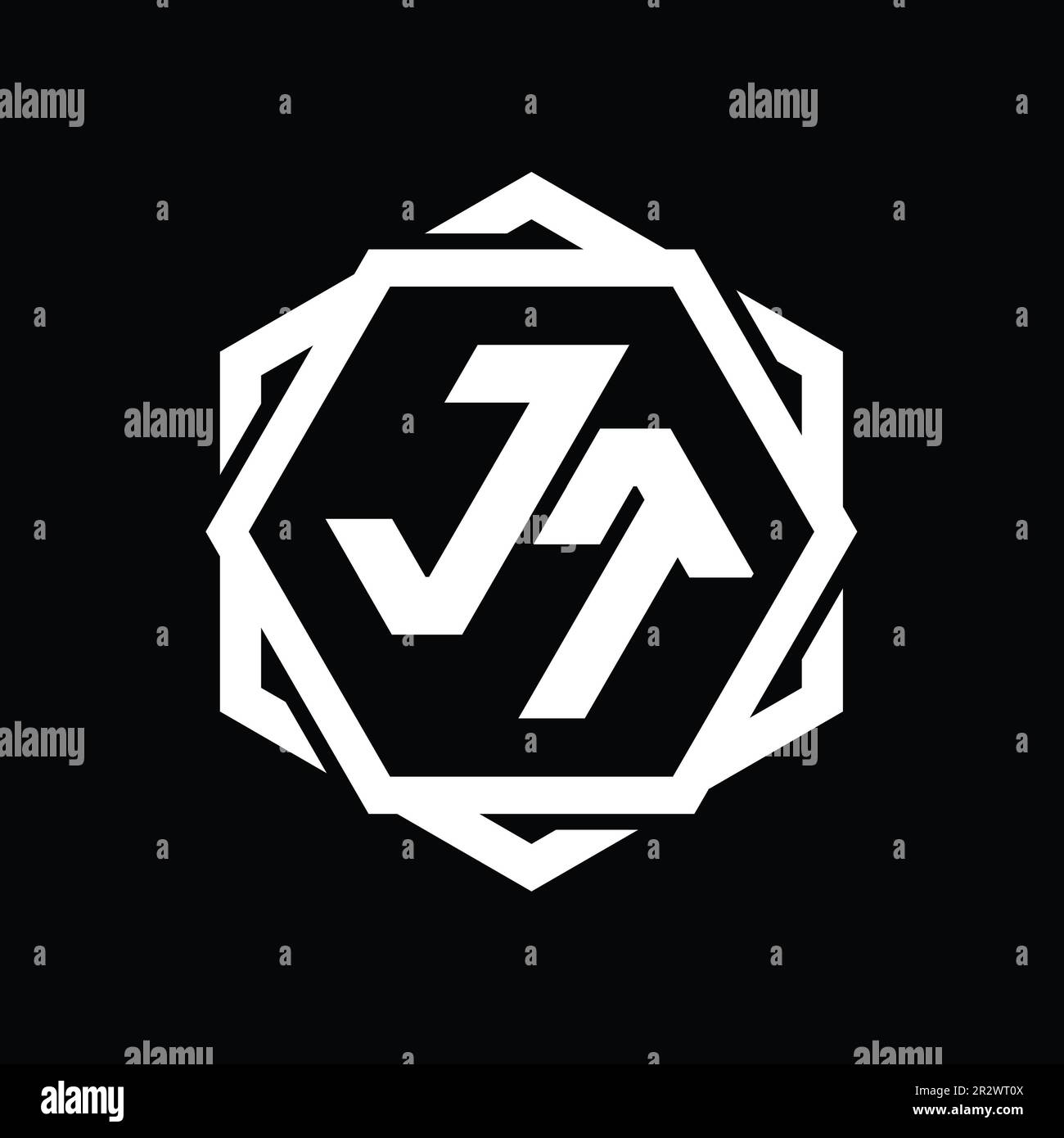JT Logo monogram hexagon shape with geometric abstract isolated outline design template Stock ...