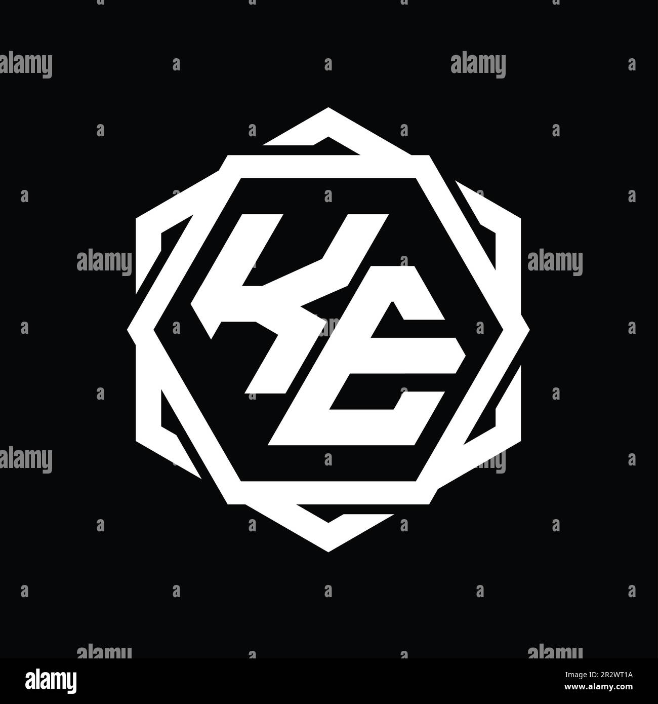 KE Logo monogram hexagon shape with geometric abstract isolated outline design template Stock ...