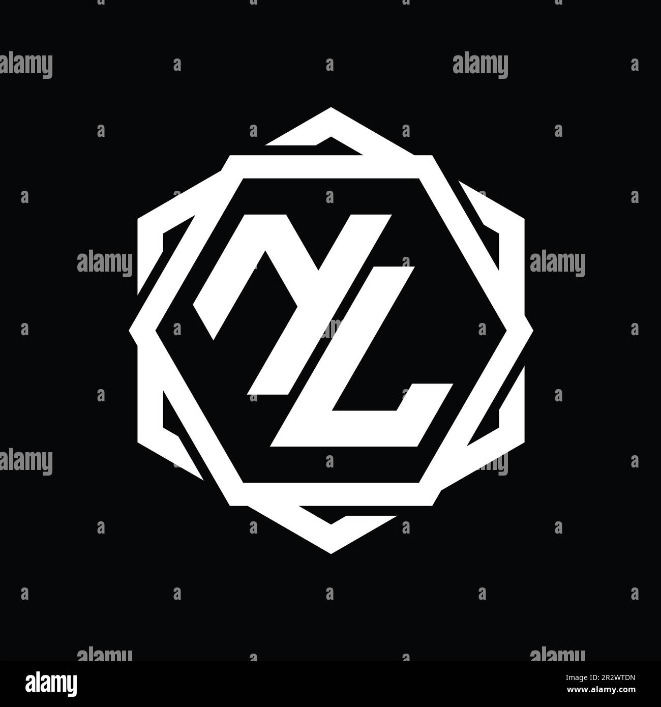 NL Logo monogram hexagon shape with geometric abstract isolated outline ...