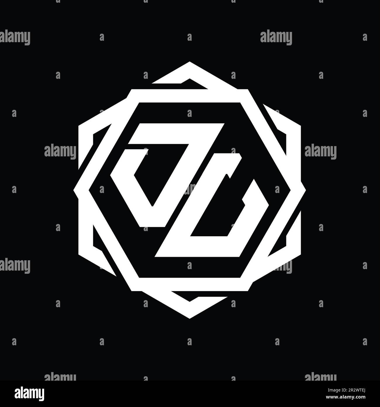 OU Logo monogram hexagon shape with geometric abstract isolated outline ...