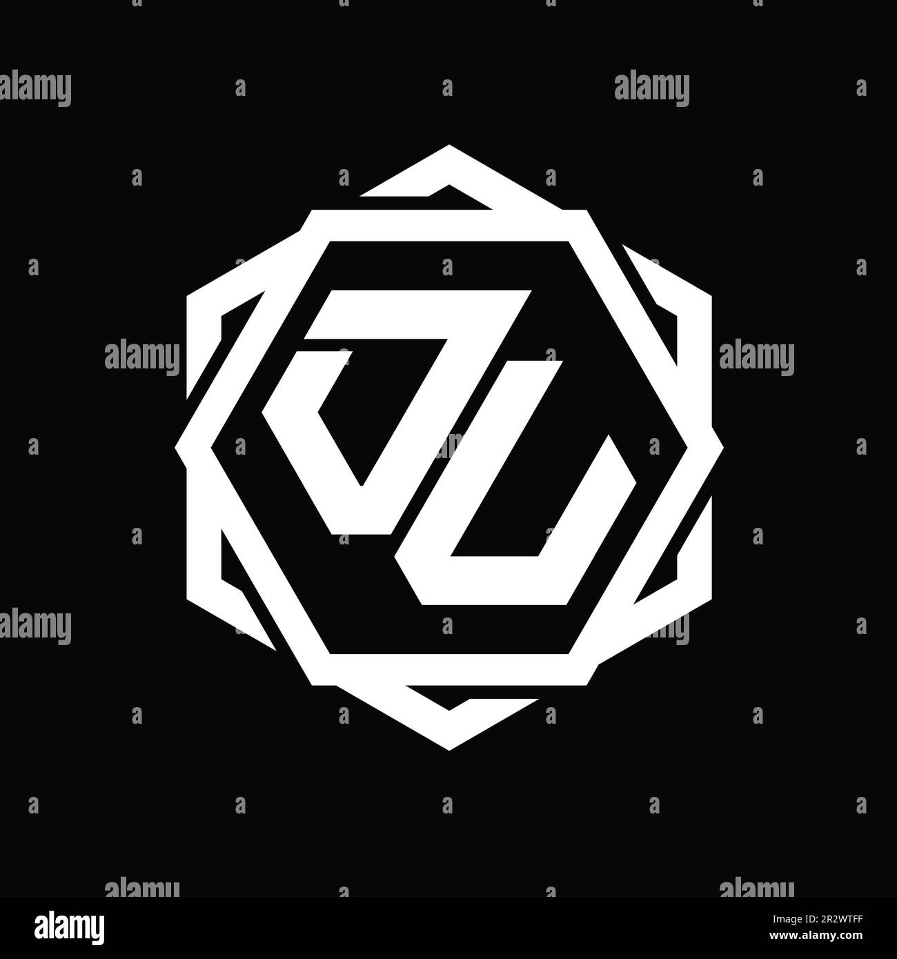 OV Logo monogram hexagon shape with geometric abstract isolated outline design template Stock ...