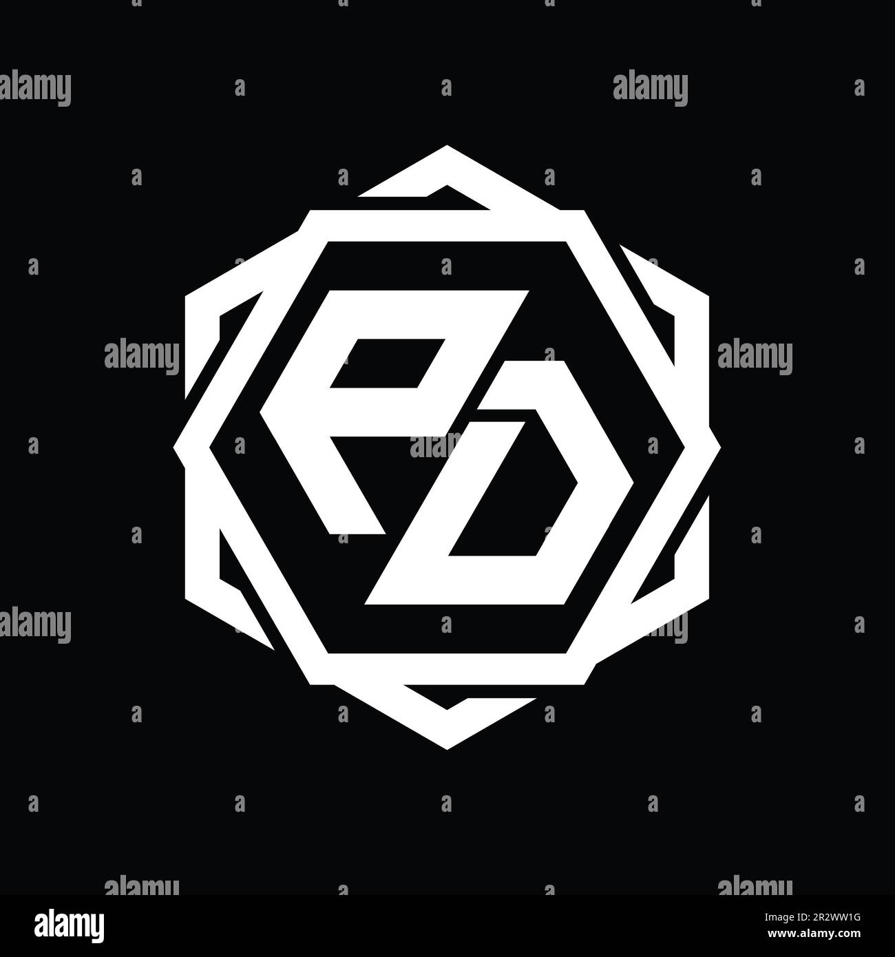 PO Logo monogram hexagon shape with geometric abstract isolated outline design template Stock ...