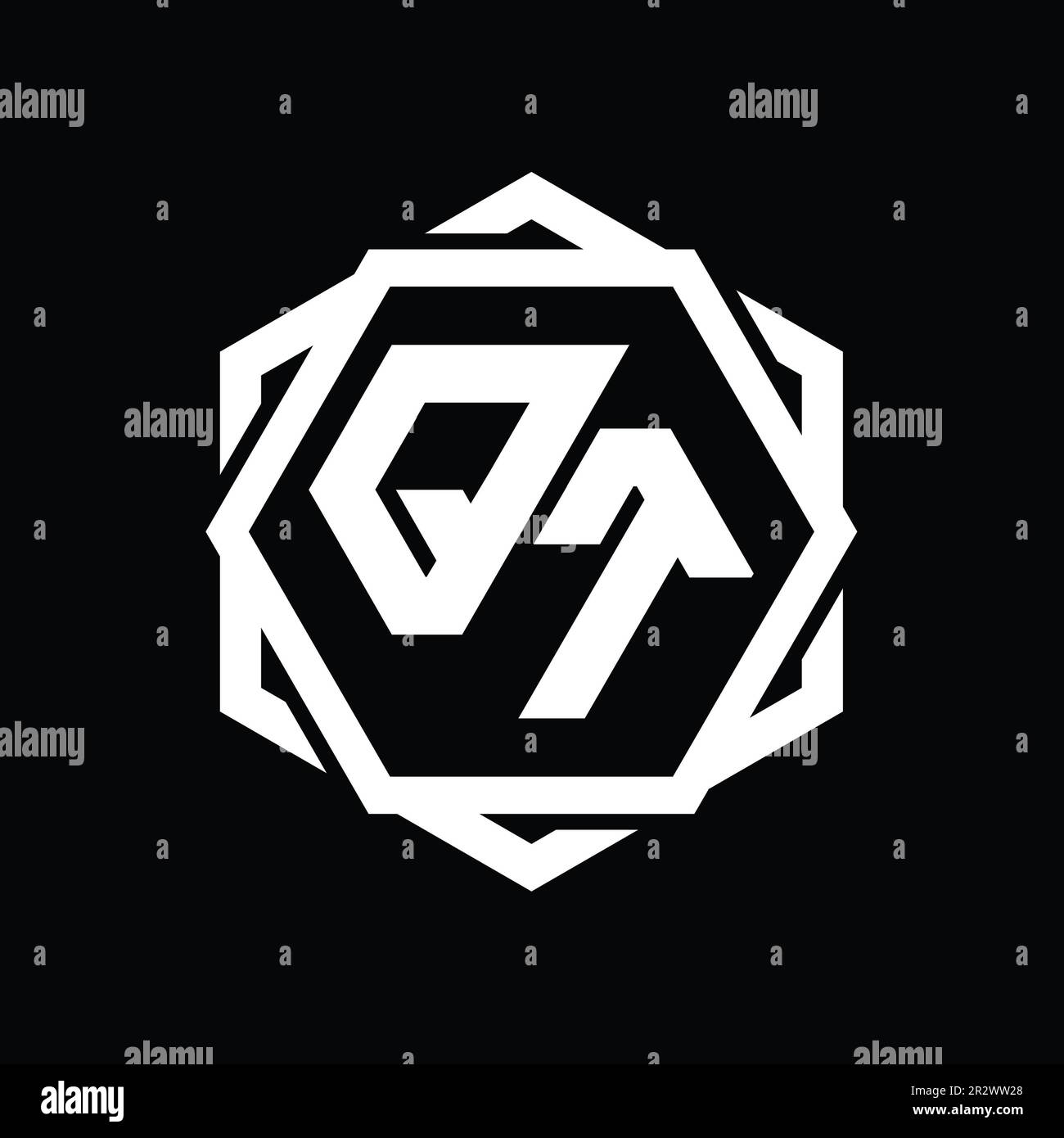QT Logo monogram hexagon shape with geometric abstract isolated outline ... QT Logo monogram hexagon shape with geometric abstract isolated outline ...