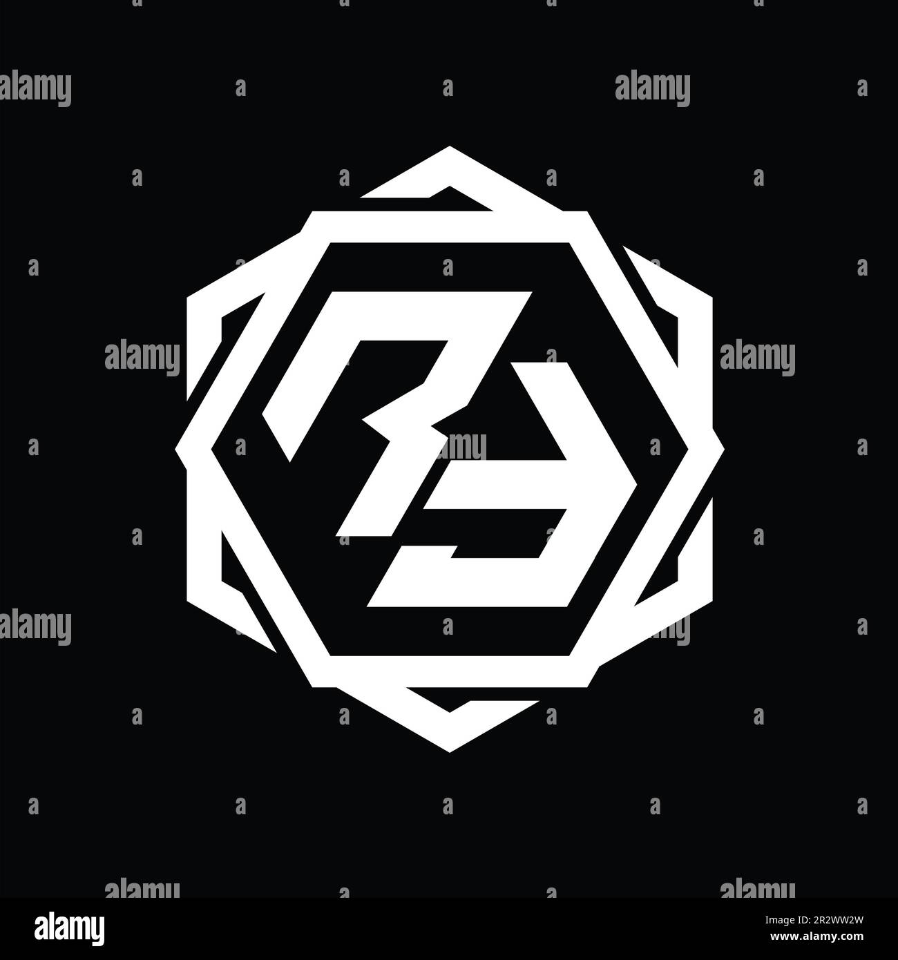 RF Logo monogram hexagon shape with geometric abstract isolated outline ...