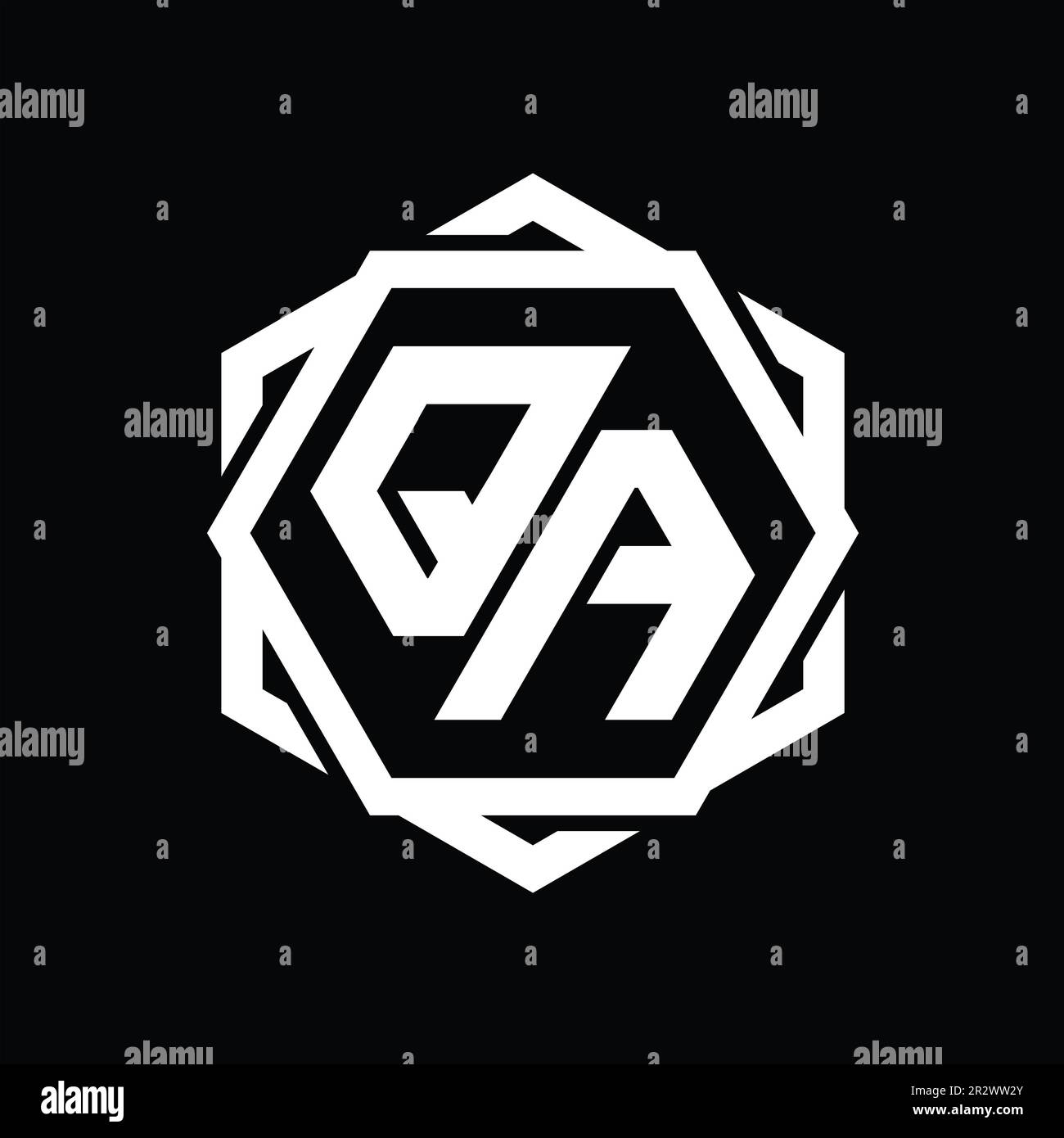 QA Logo monogram hexagon shape with geometric abstract isolated outline design template Stock ...