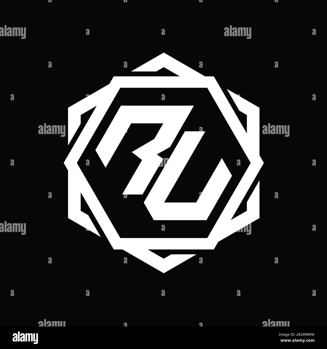 RV Logo monogram hexagon shape with geometric abstract isolated outline ...