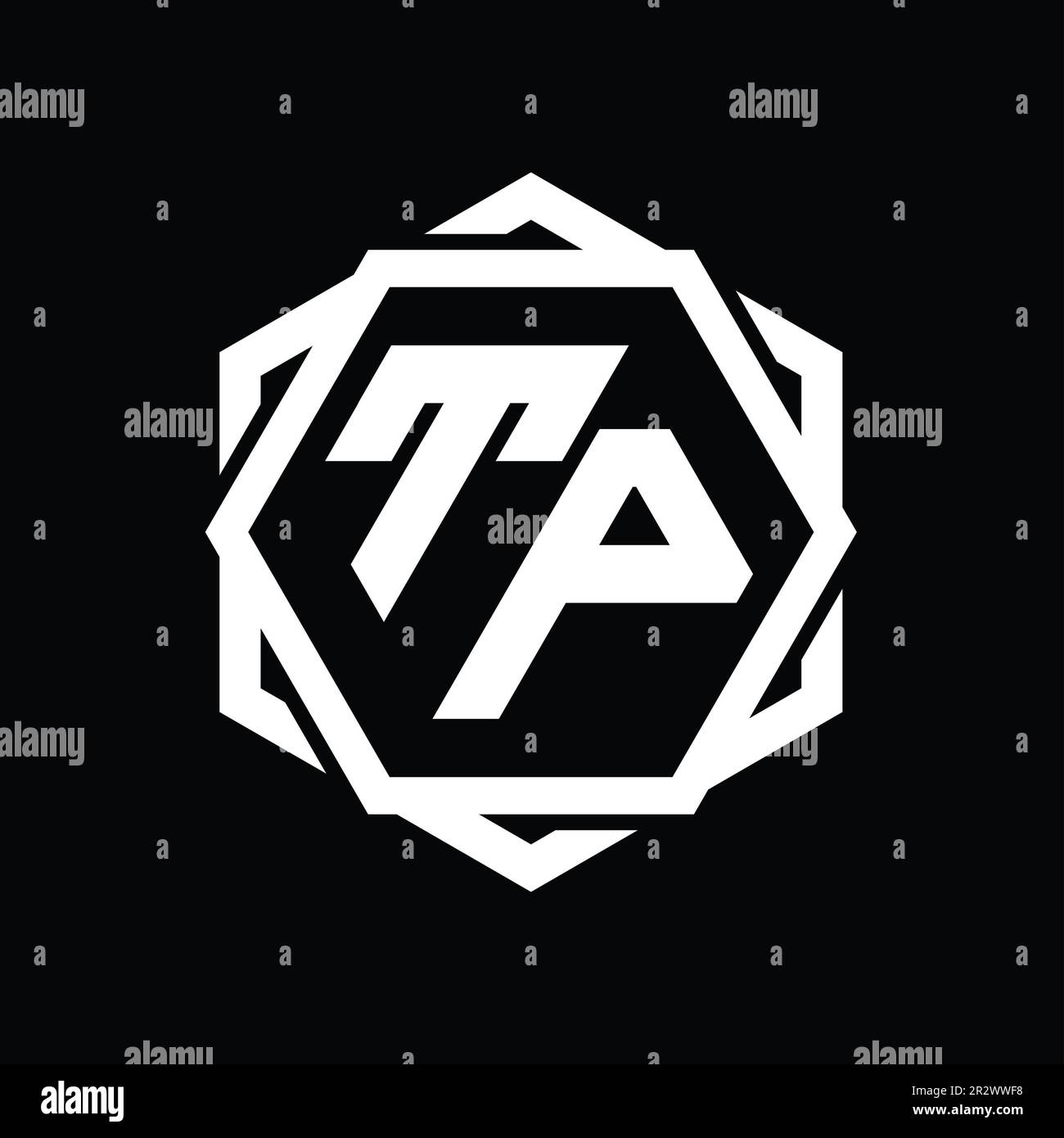 TP Logo monogram hexagon shape with geometric abstract isolated outline ...