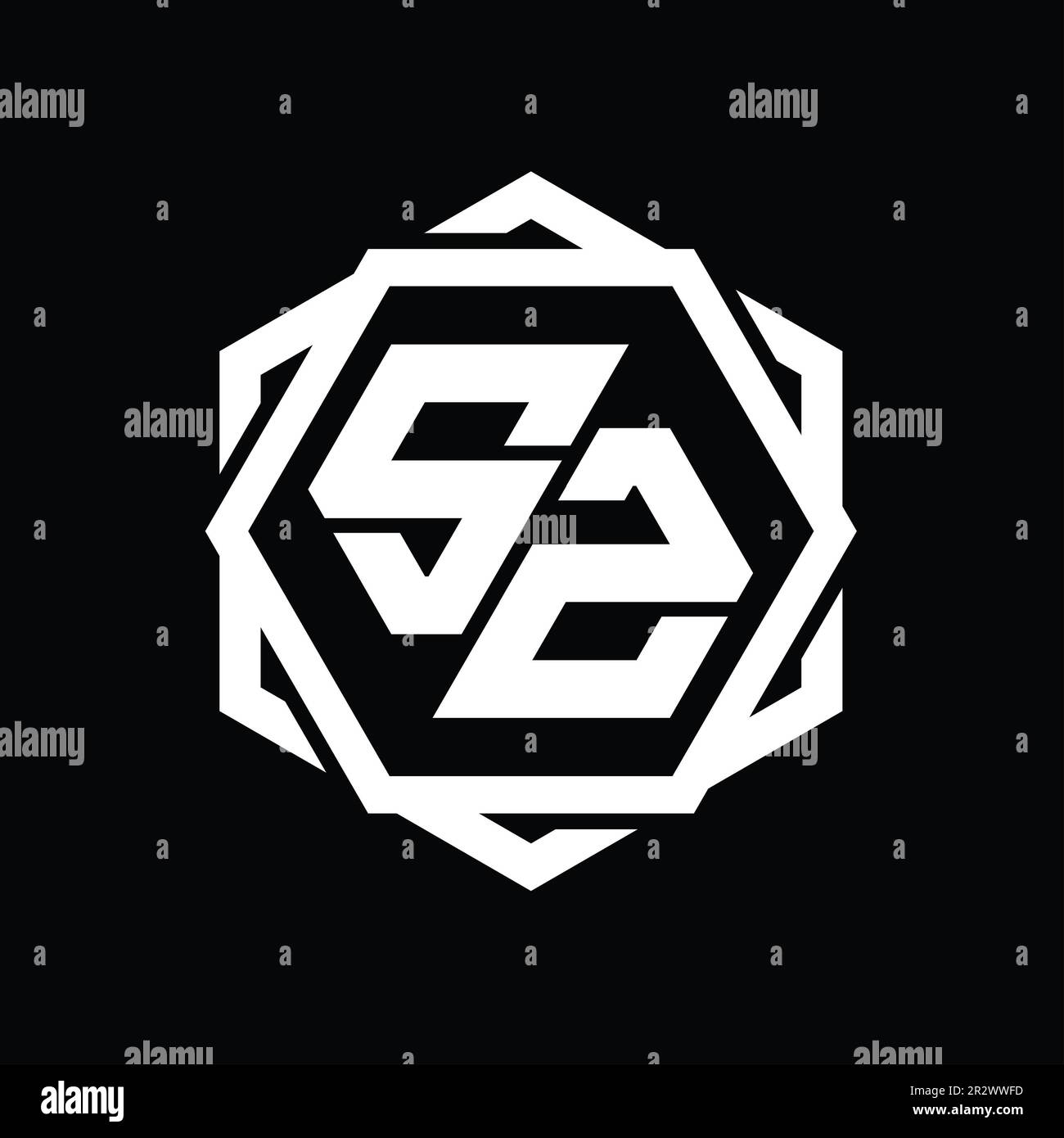 SZ Logo monogram hexagon shape with geometric abstract isolated outline design template Stock ...