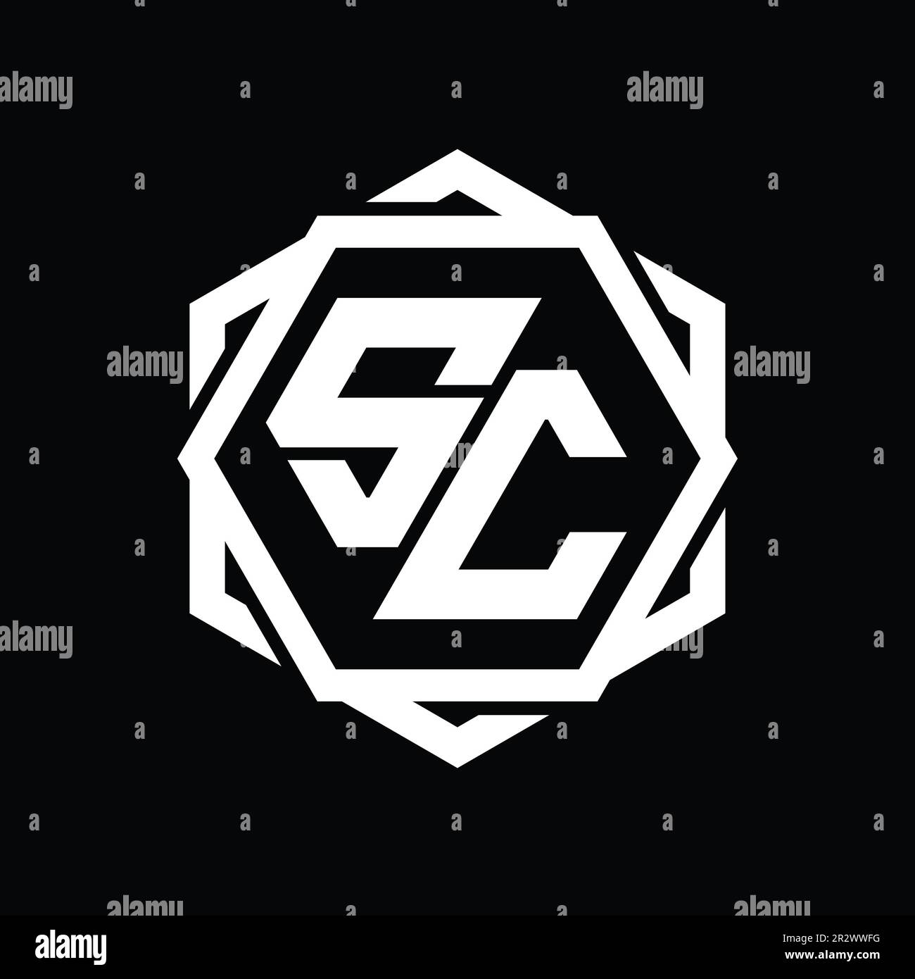SC Logo monogram hexagon shape with geometric abstract isolated outline design template Stock ...