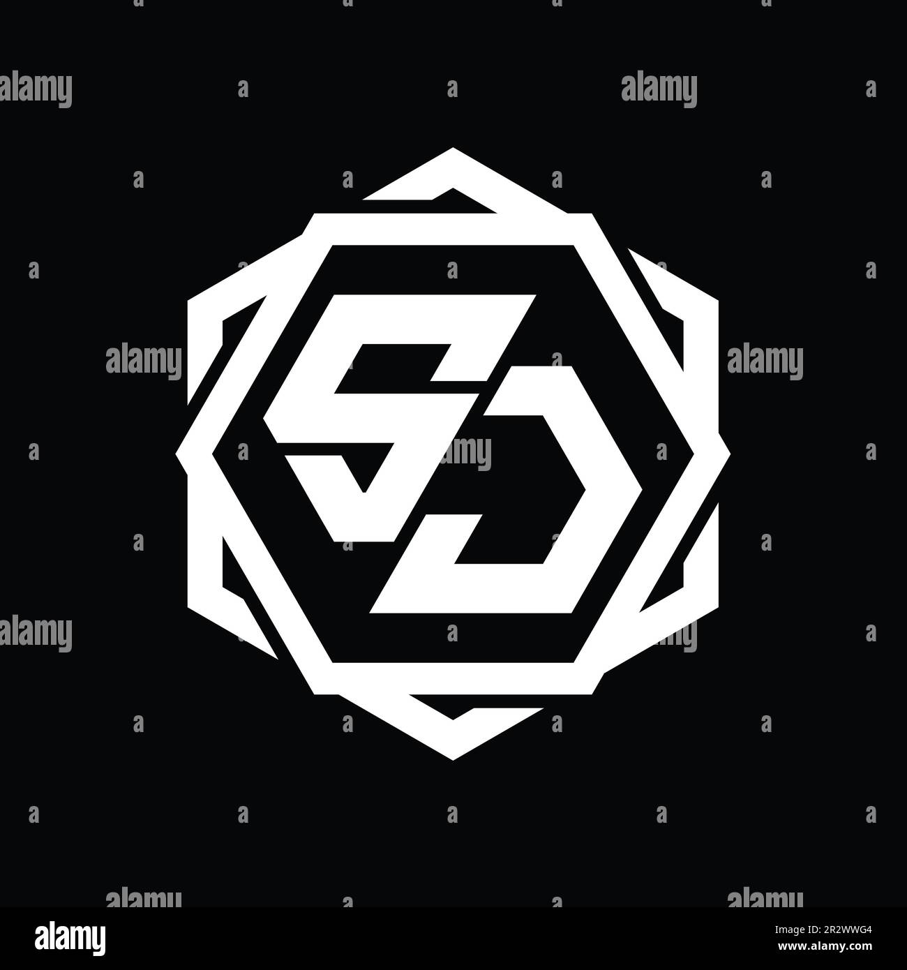 SJ Logo monogram hexagon shape with geometric abstract isolated outline ...