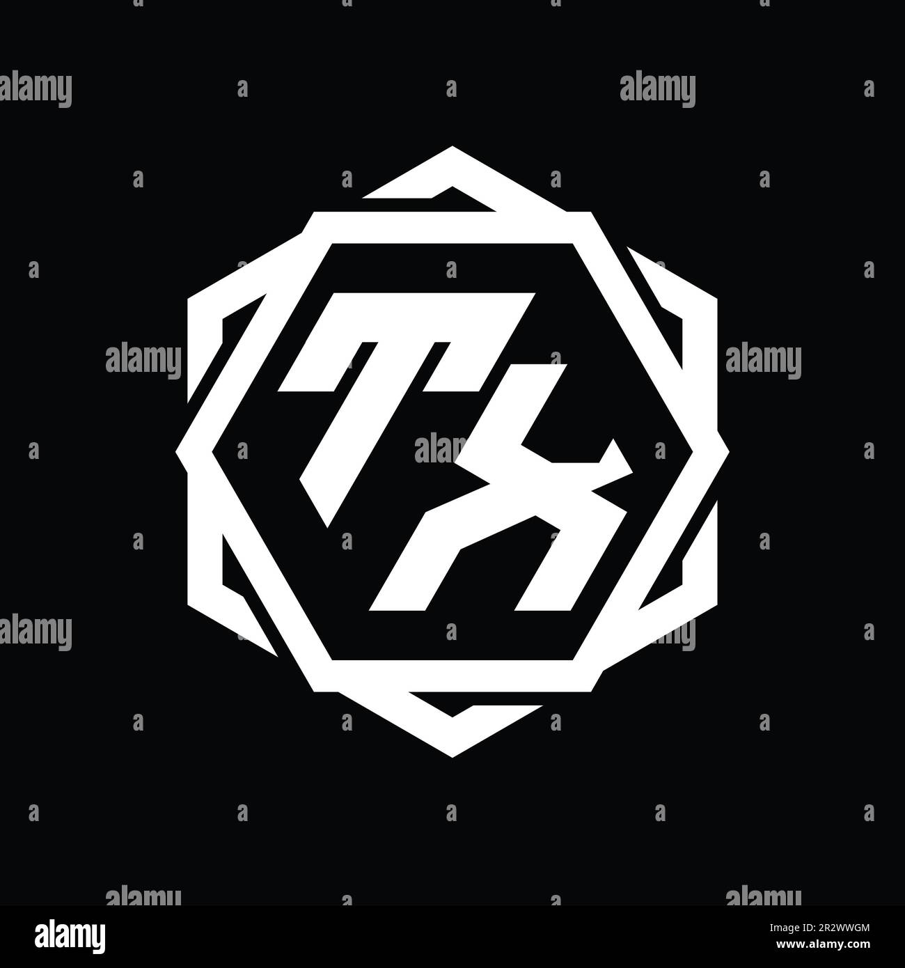 TX Logo monogram hexagon shape with geometric abstract isolated outline ...