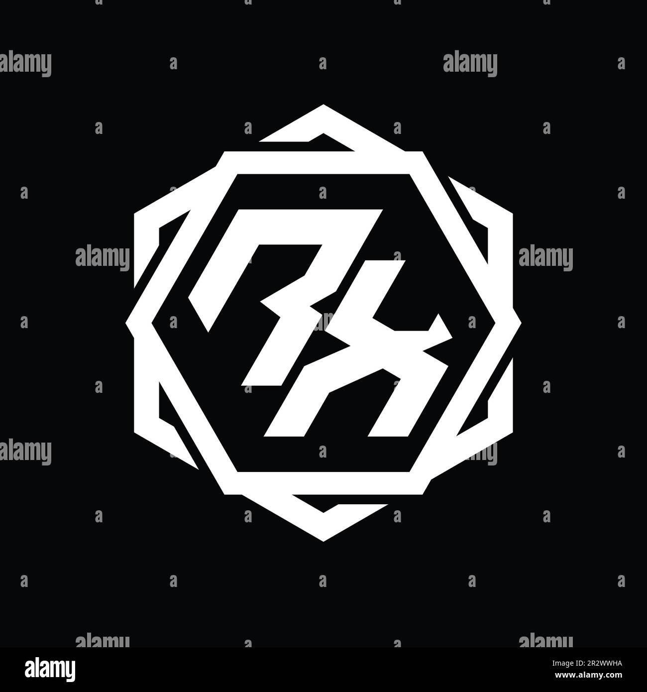 RX Logo monogram hexagon shape with geometric abstract isolated outline ...