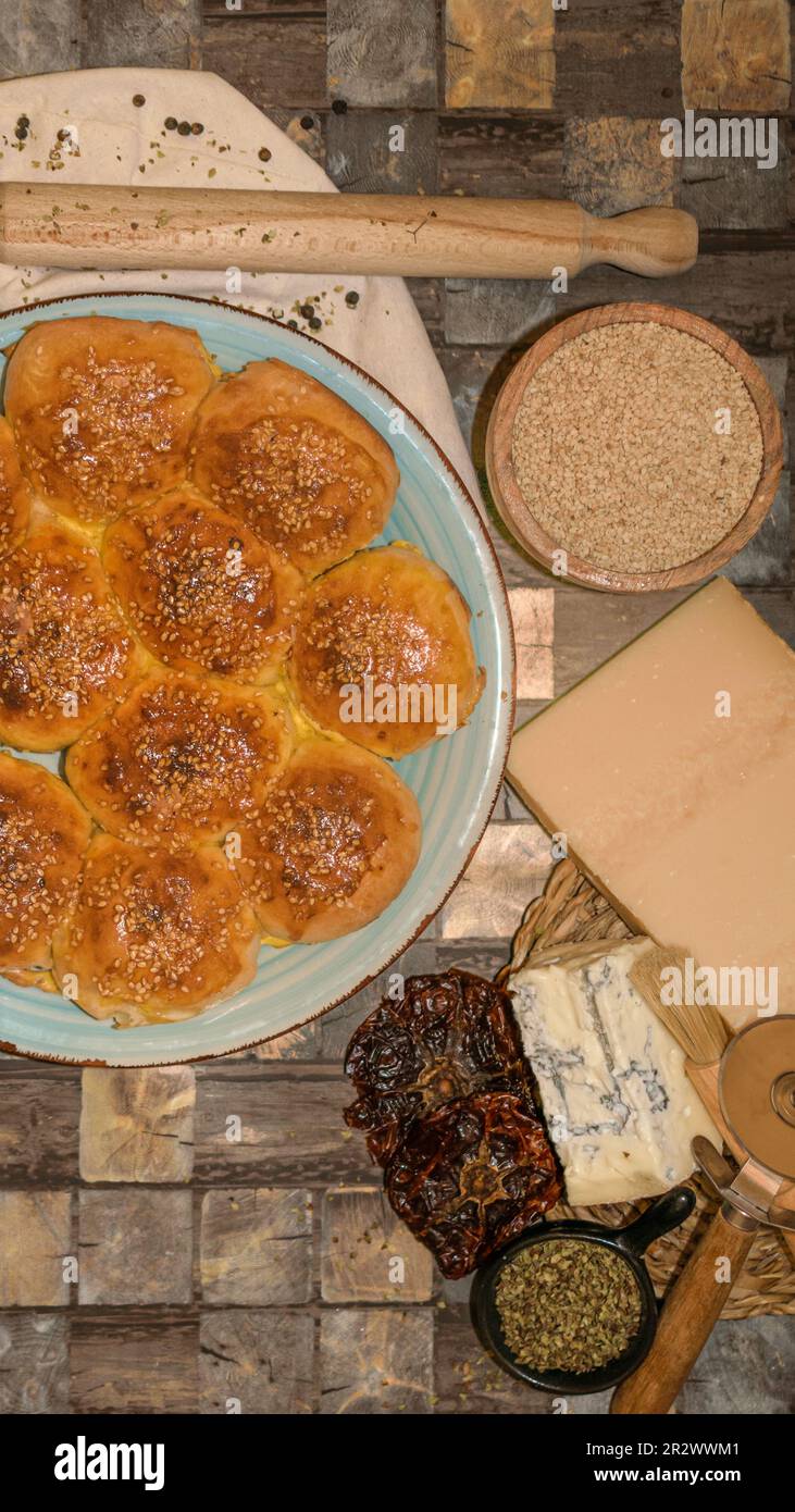 Close up of Traditional Danube bread salty Stock Photo - Alamy