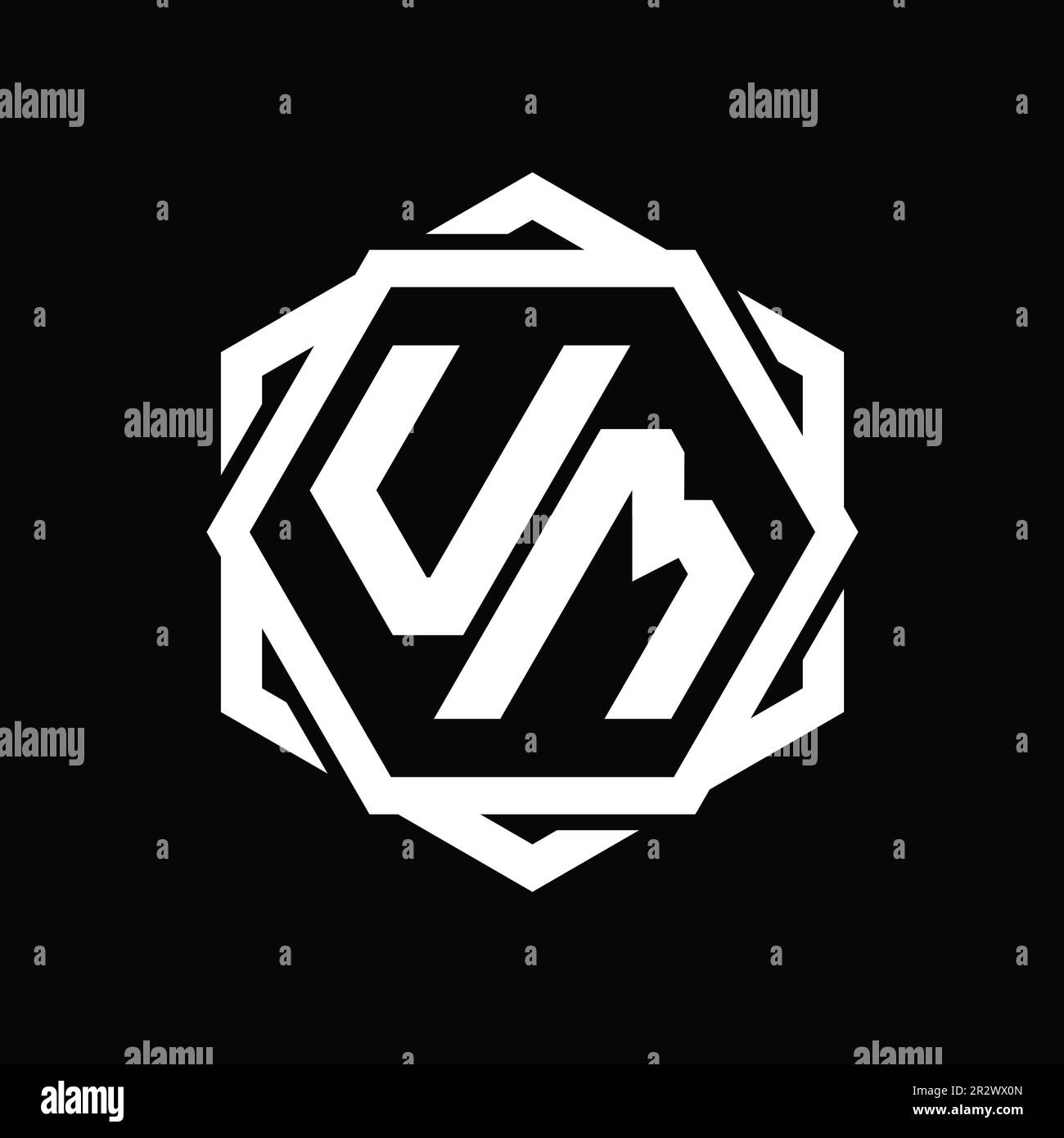VM Logo monogram hexagon shape with geometric abstract isolated outline ...