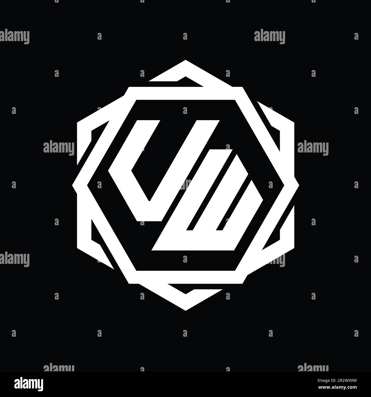 VW Logo monogram hexagon shape with geometric abstract isolated outline ...