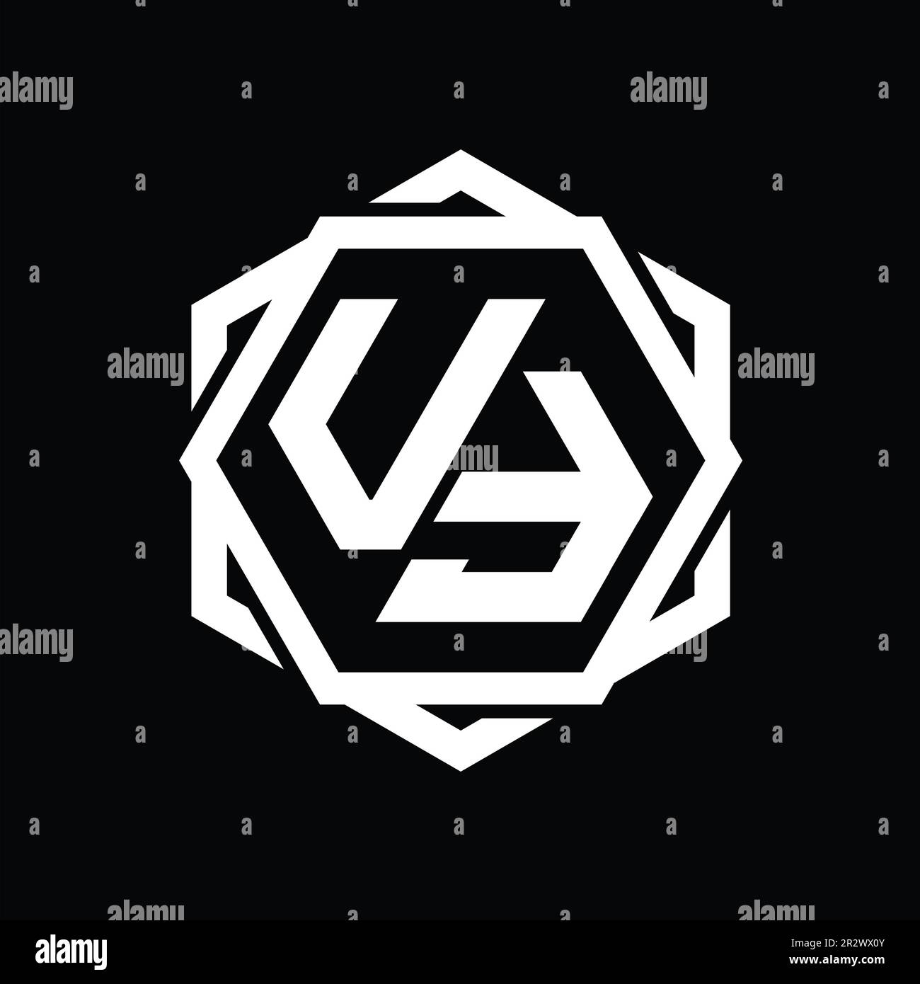 VF Logo monogram hexagon shape with geometric abstract isolated outline ...