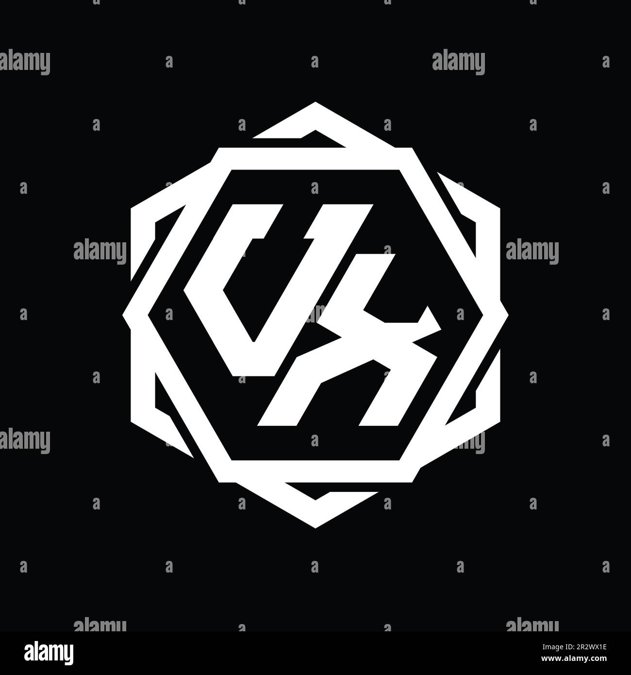 UX Logo monogram hexagon shape with geometric abstract isolated outline design template Stock ...