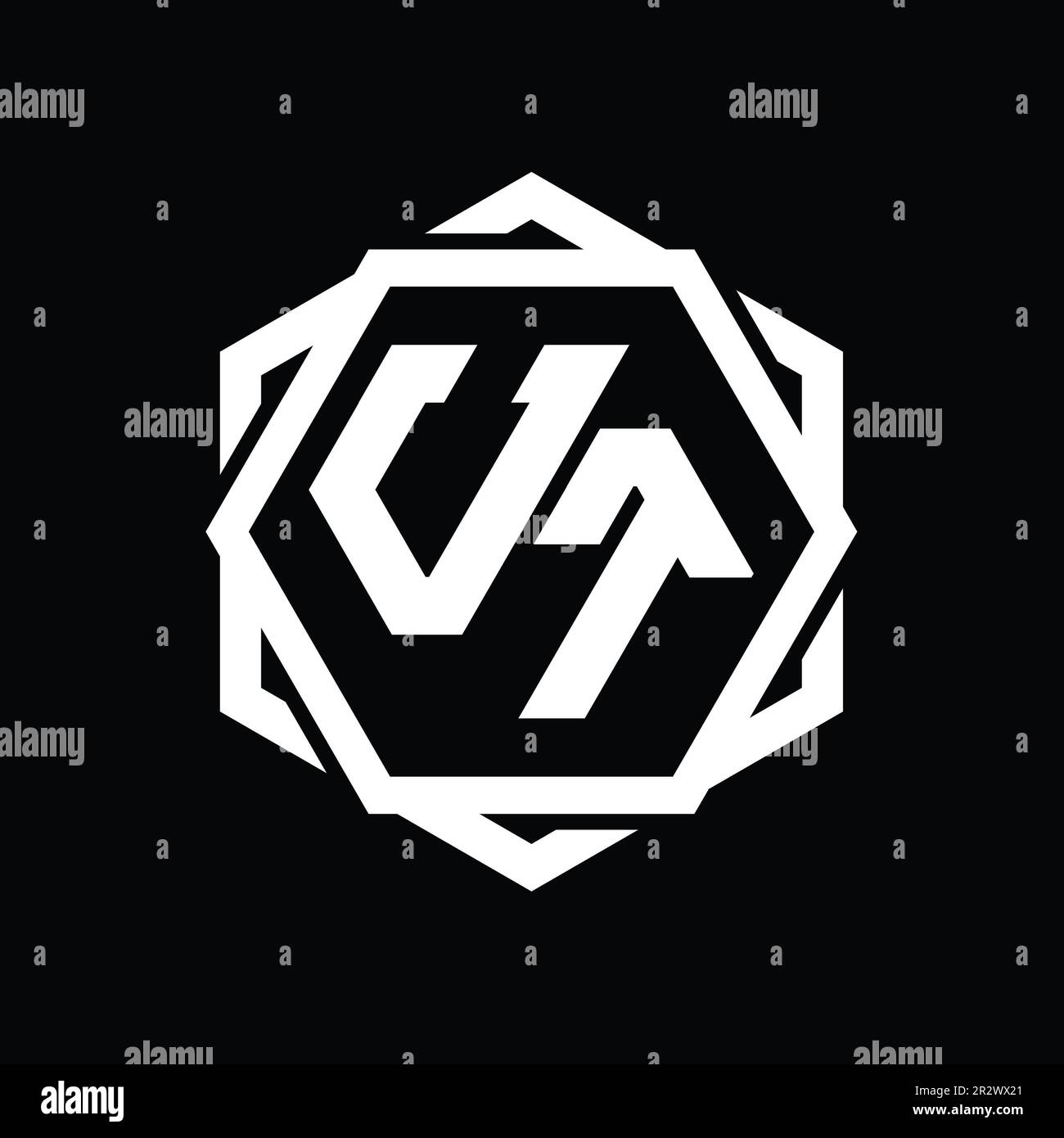UT Logo monogram hexagon shape with geometric abstract isolated outline ...