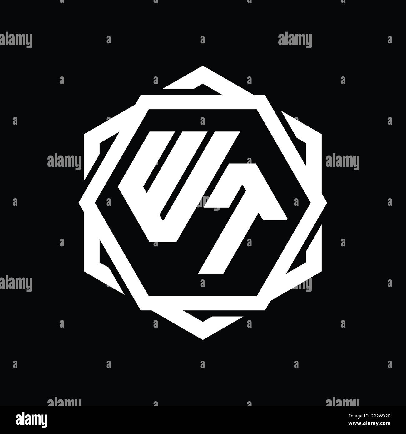 WT Logo monogram hexagon shape with geometric abstract isolated outline ...