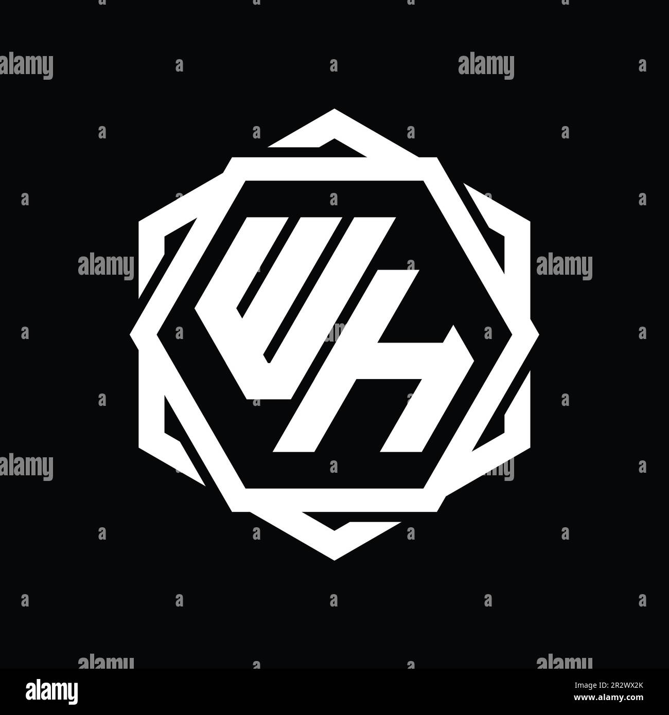 WH Logo monogram hexagon shape with geometric abstract isolated outline design template Stock ...