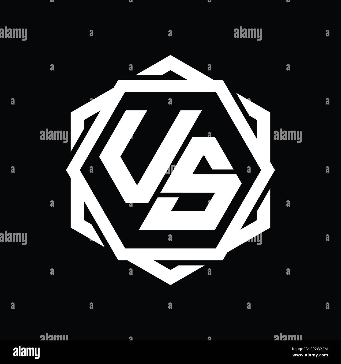 VS Logo monogram hexagon shape with geometric abstract isolated outline design template Stock ...