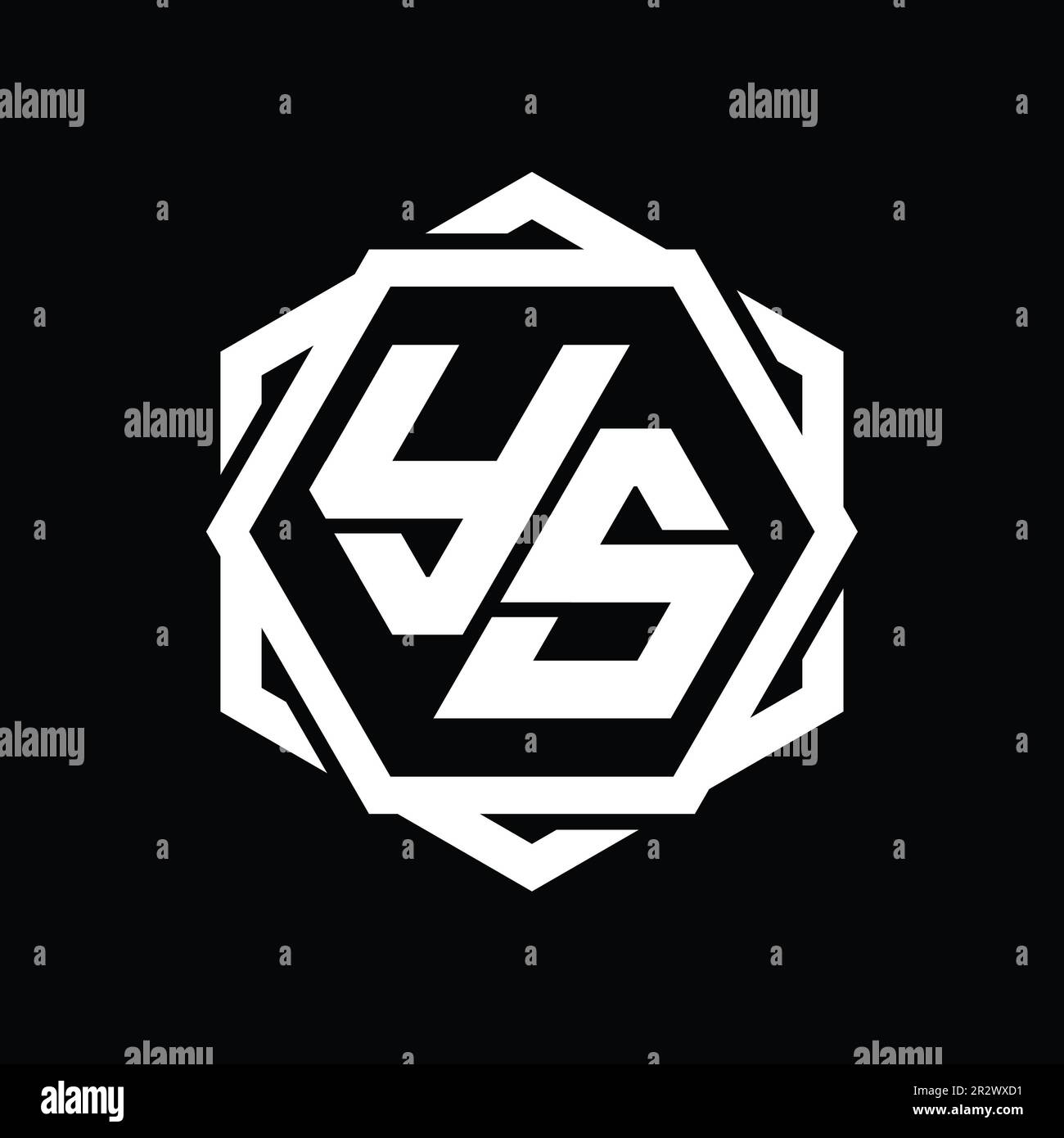 YS Logo monogram hexagon shape with geometric abstract isolated outline design template Stock ...