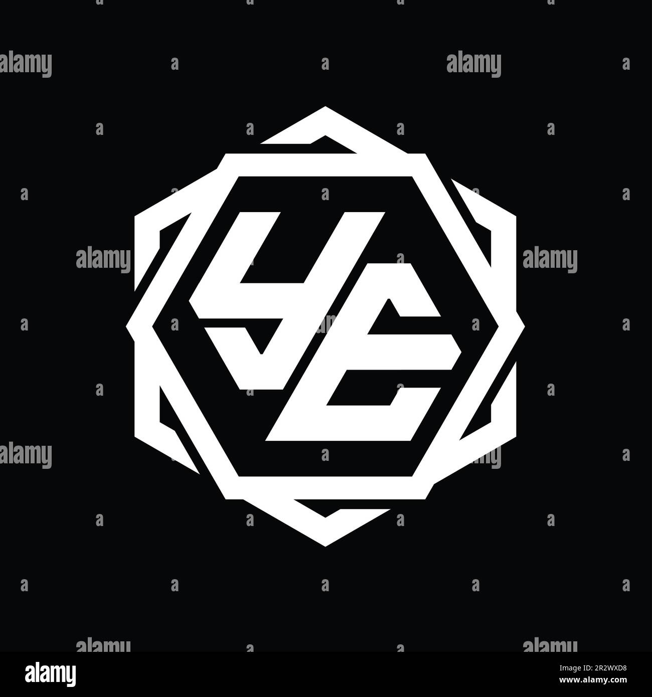 YE Logo monogram hexagon shape with geometric abstract isolated outline ...