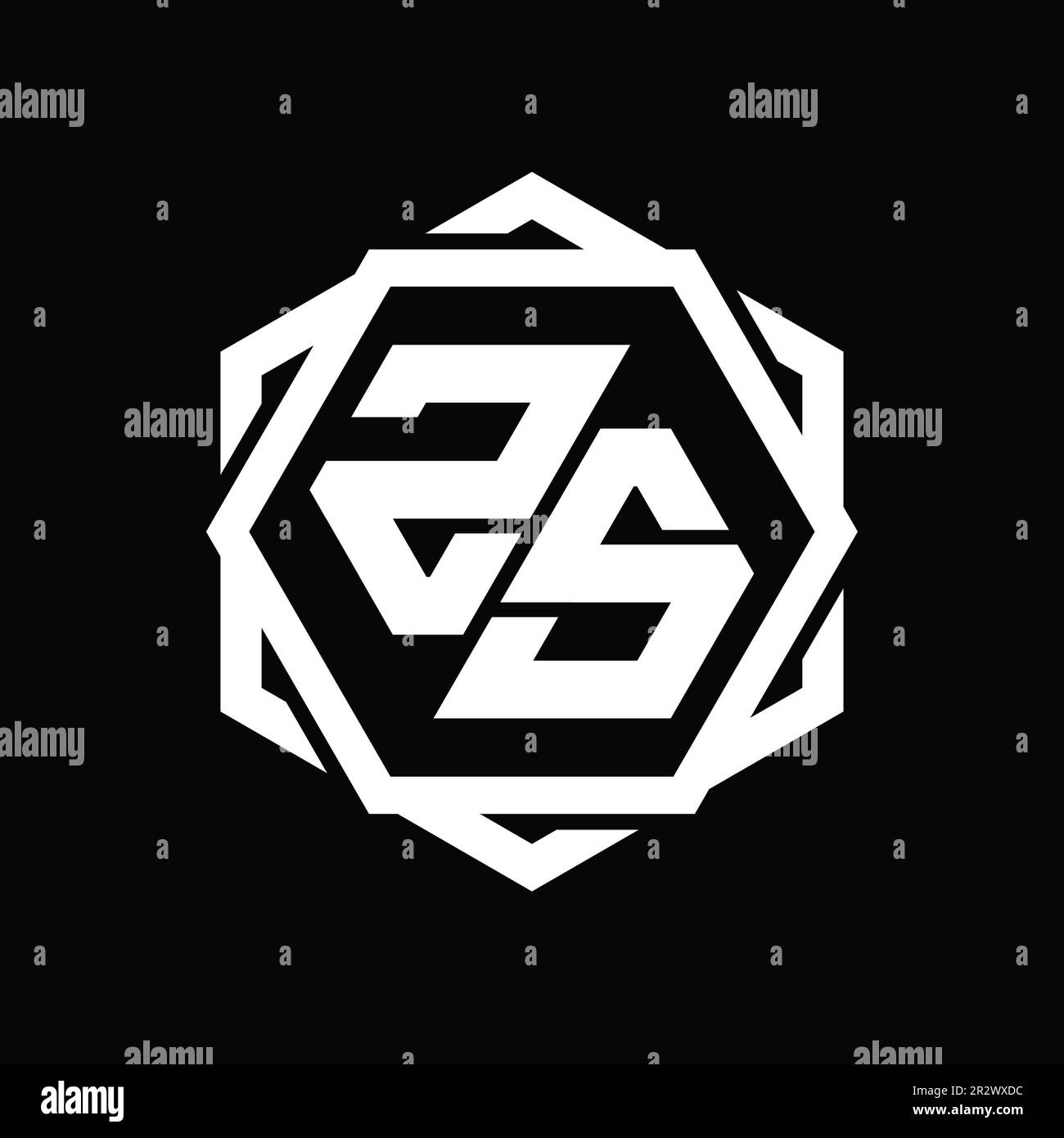 ZS Logo monogram hexagon shape with geometric abstract isolated outline ...