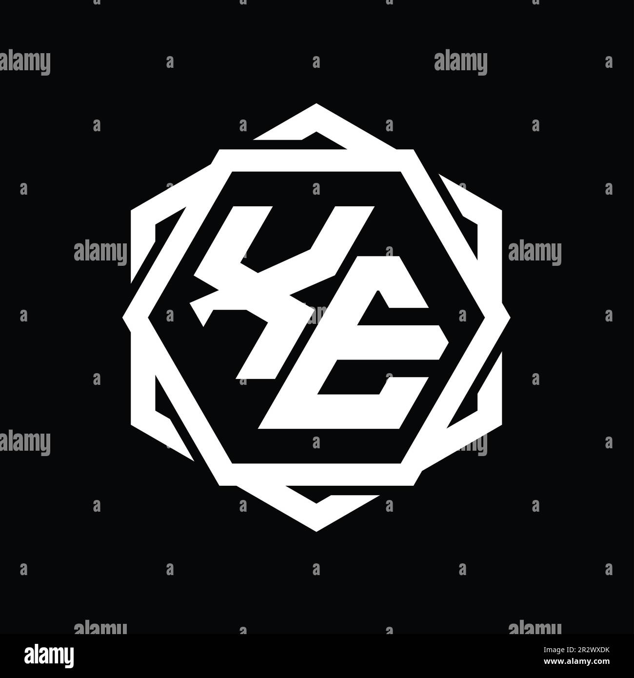 XE Logo monogram hexagon shape with geometric abstract isolated outline design template Stock ...